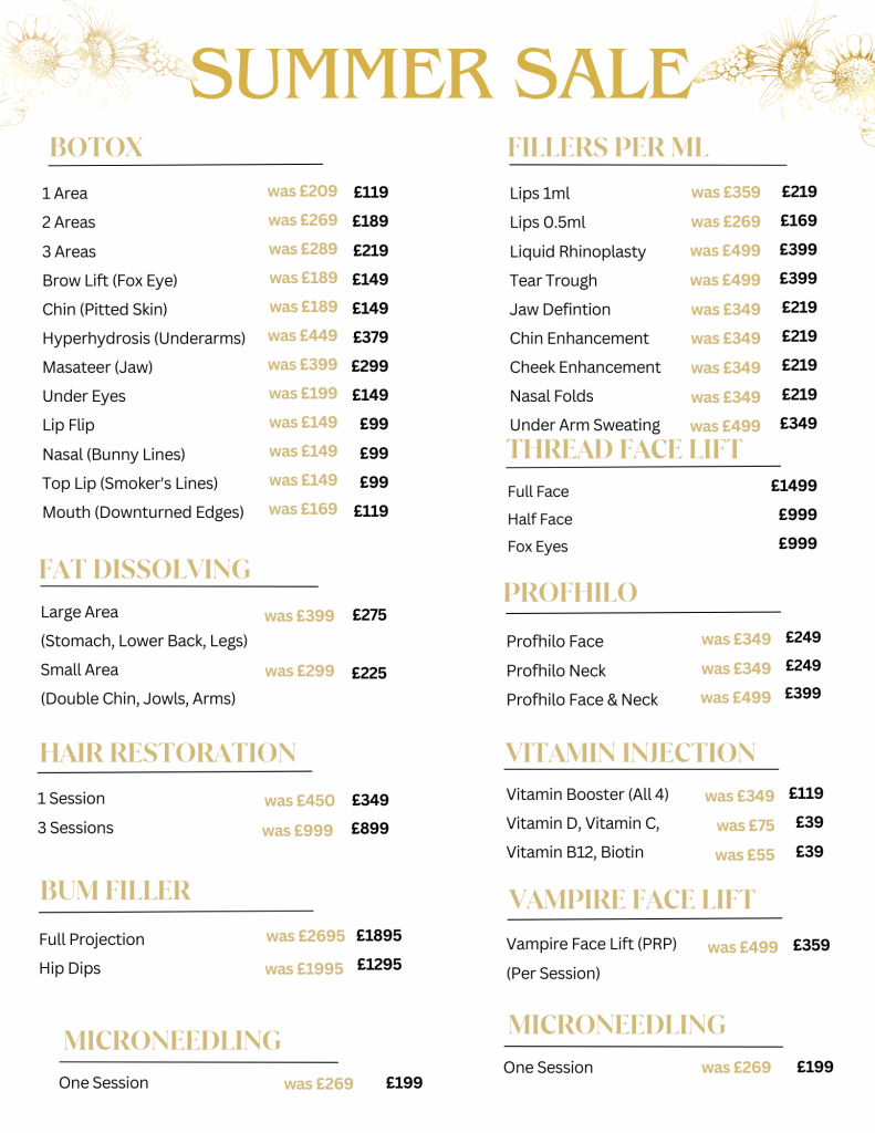 Price List - British Cosmetic Clinic
